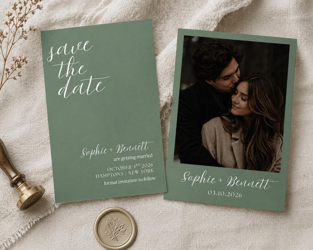 Save the Date Template With Photo Editable Wedding Save the Date Card ...