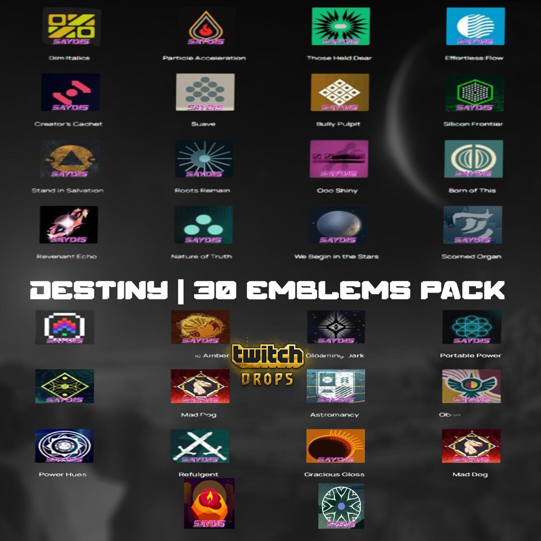 All 30/30 Twitch Drops Emblems Pack | Destiny 2 - Etsy Canada