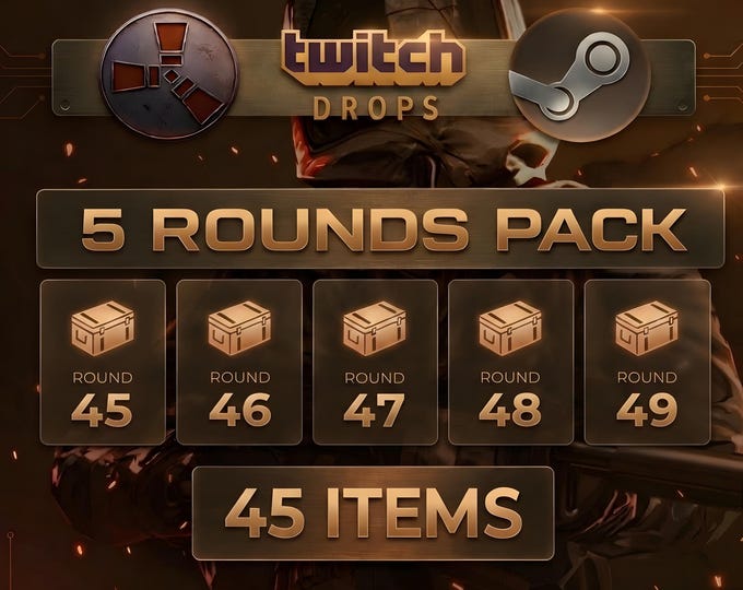 Rust Twitch Drops - Round 45 + 46 + 47 + 48+49 | 45 Items Steam Only - Etsy