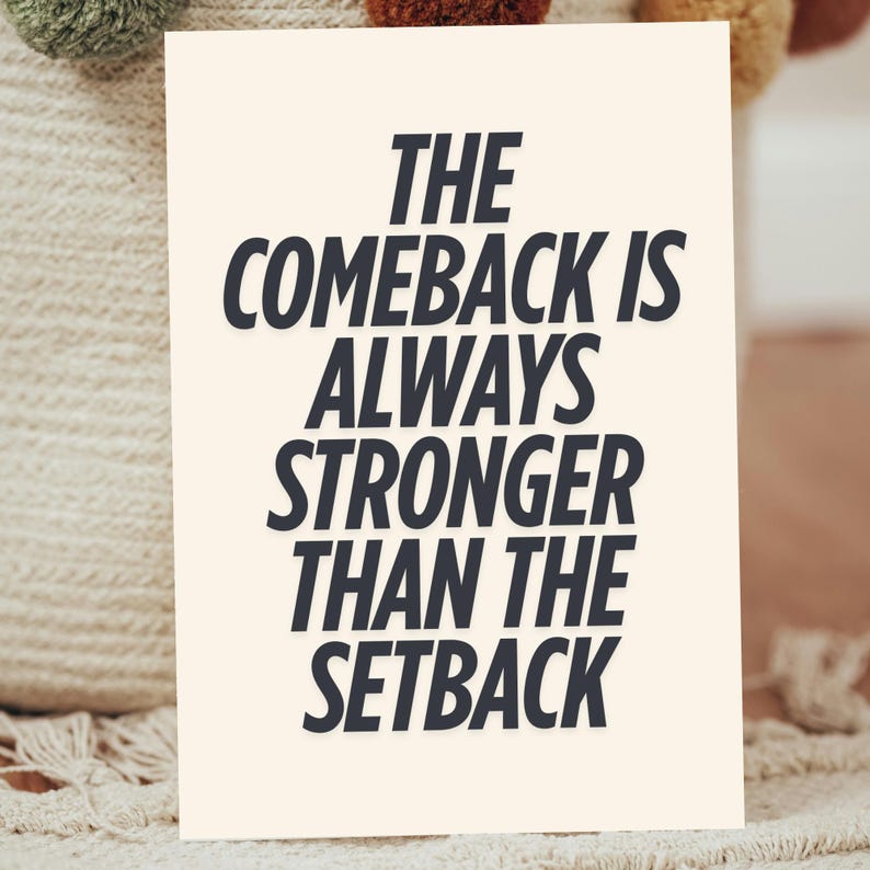 Comeback Motivational Quote Printable Wall Art - Etsy