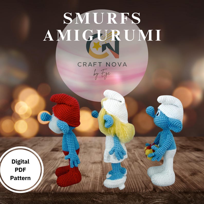 Smurfs Amigurumi Crochet Pattern PDF| 3-in-1 Papa Smurf, Smurfette&gift Smurf | Beginner ...