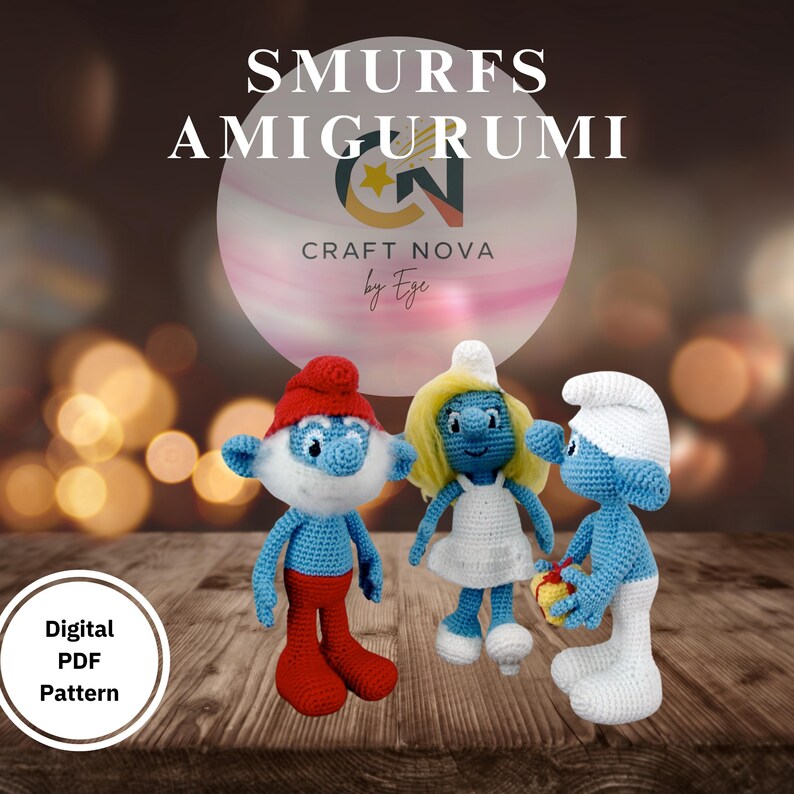 Smurfs Amigurumi Crochet Pattern PDF| 3-in-1 Papa Smurf, Smurfette&gift Smurf | Beginner ...