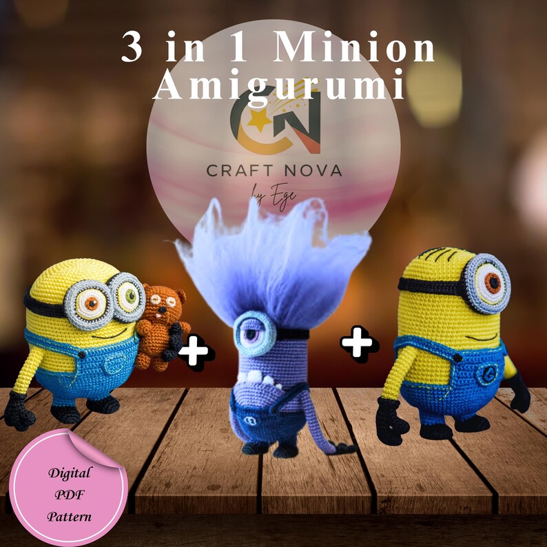 New 3-in-1 Minion Amigurumi Crochet Pattern PDF Bundle |stuart, Bob ...
