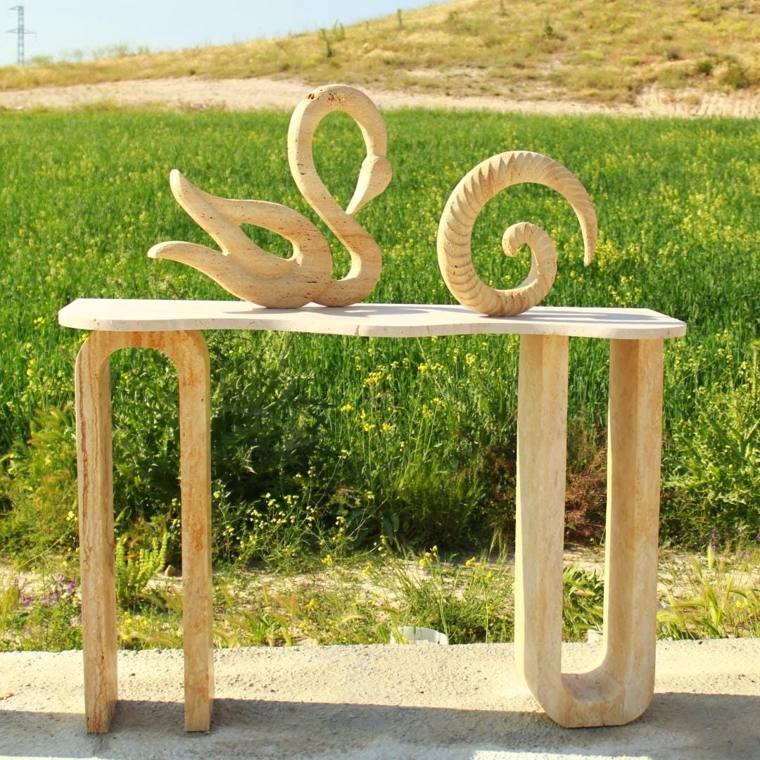 Travertine Console Table – Handmade Natural Stone Entryway Table ...