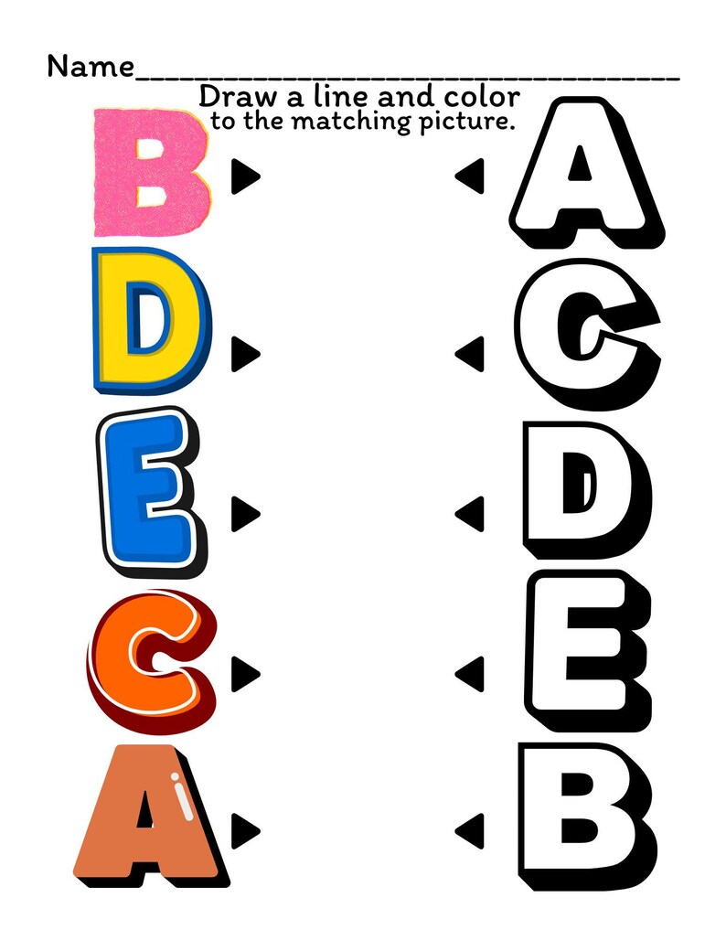 Preschool Matching Game: Draw & Color Activity Pages - Etsy