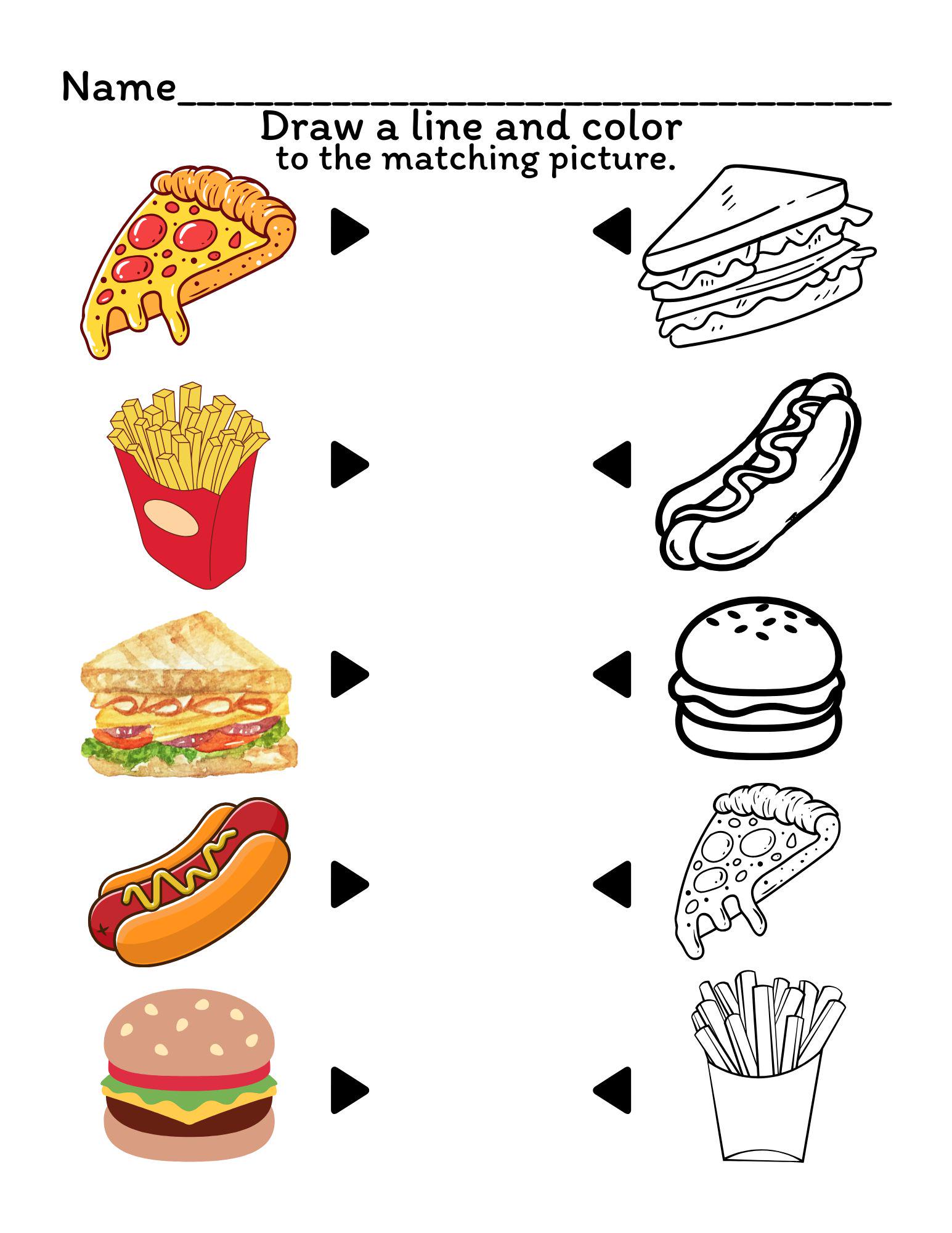 Preschool Matching Game: Draw & Color Activity Pages - Etsy