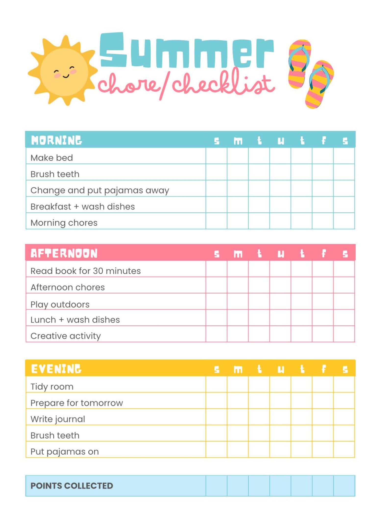 Kids Summer Checklist - Etsy