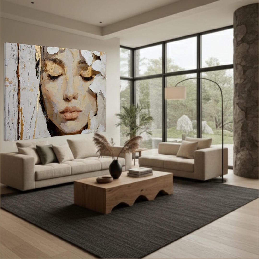 Abstract Female Portrait Print, Soft Neutral Wall Art, Digital Download ...