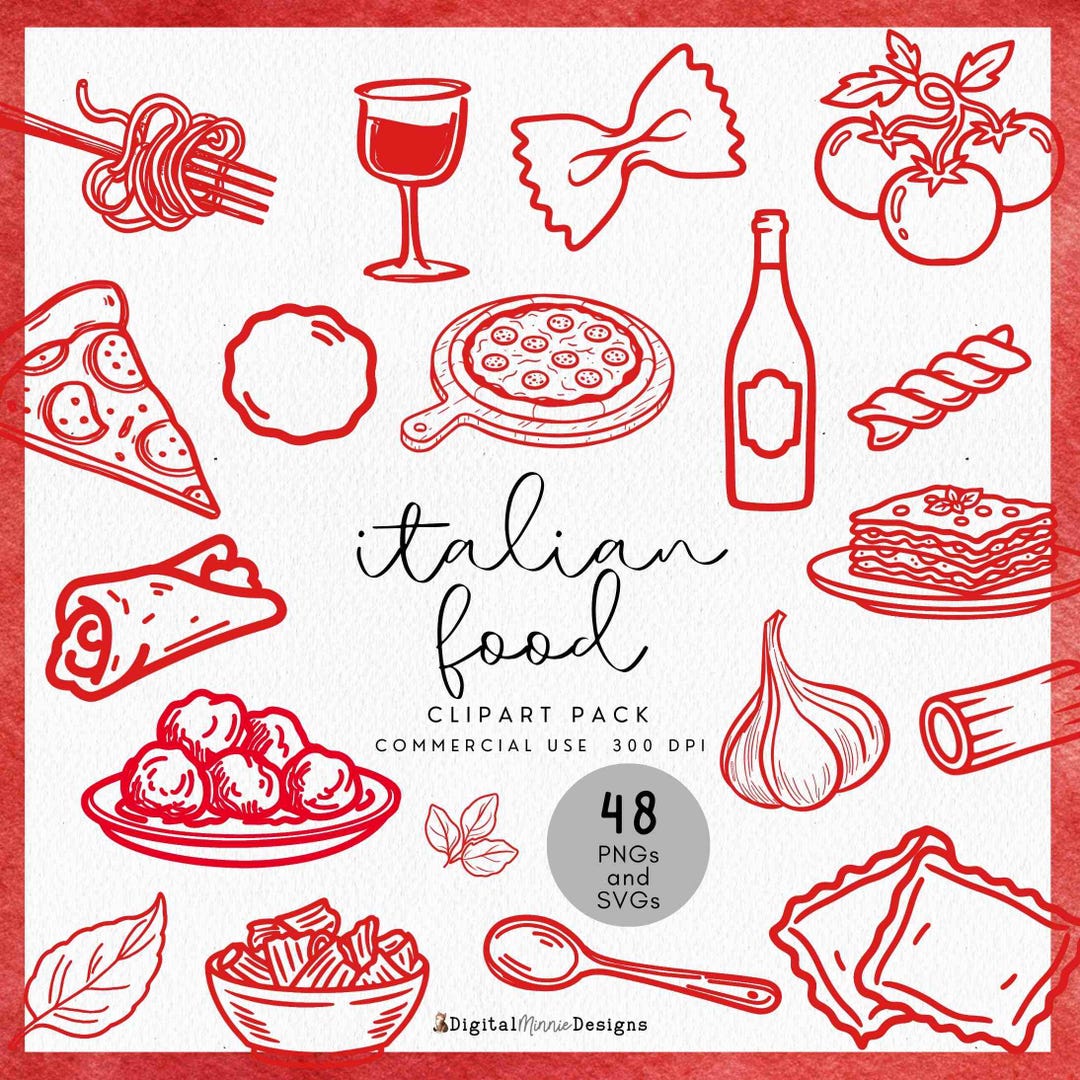 Our Little Meatball Line Art Clipart, Holy Cannoli SVG, Italian Food ...
