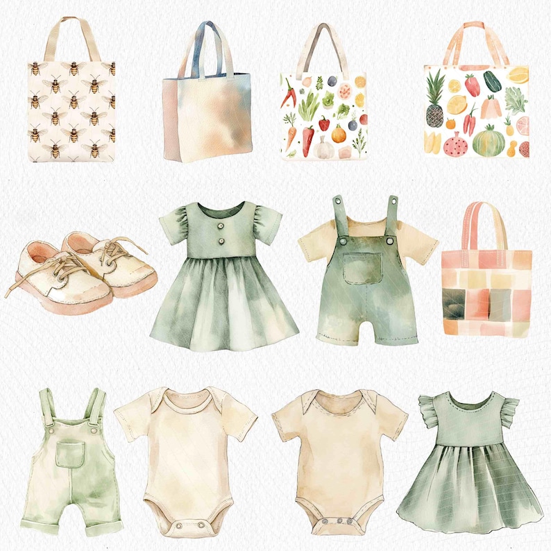 Locally Grown Baby Shower Clipart, Watercolor Farmers Market Baby Pngs ...