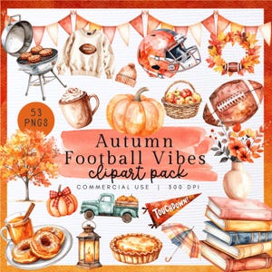 Autumn Football Clipart Pack Fall Pngs for Game Day Tailgate Party ...