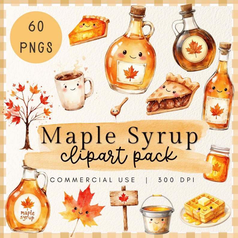 Cute Maple Syrup Clipart | Autumn Clipart | Cozy Fall Autumn PNG | Cute ...