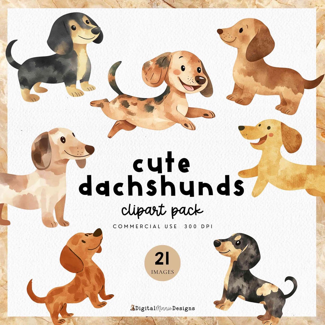 Watercolor Dachshund Clipart, Doxie Clipart, Wiener Dog Clipart, Hot ...