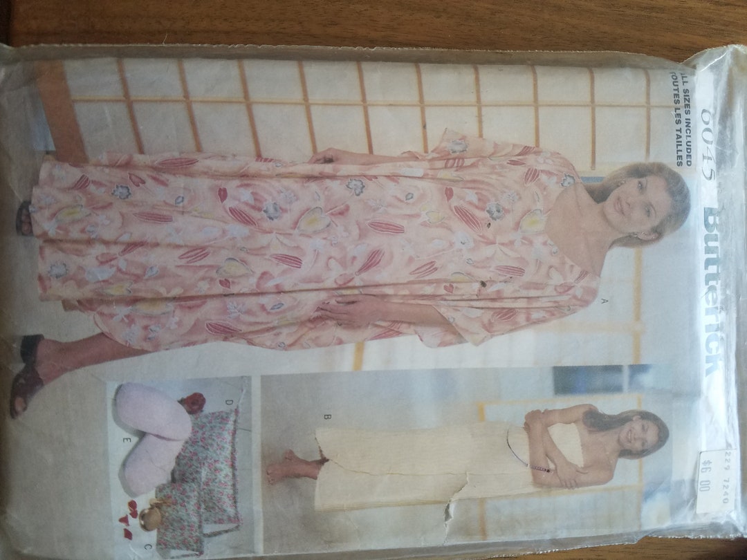 New Uncut Butterick Sewing Pattern 6045 Size 6 22 Towel Wrap Caftan ...