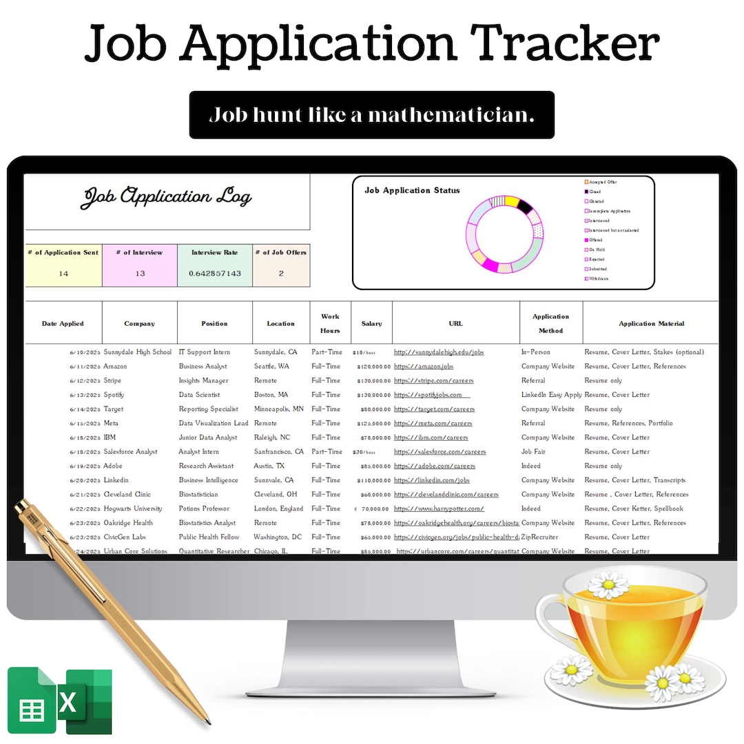 Job Application Tracker Spreadsheet | Job Search Organizer - Etsy