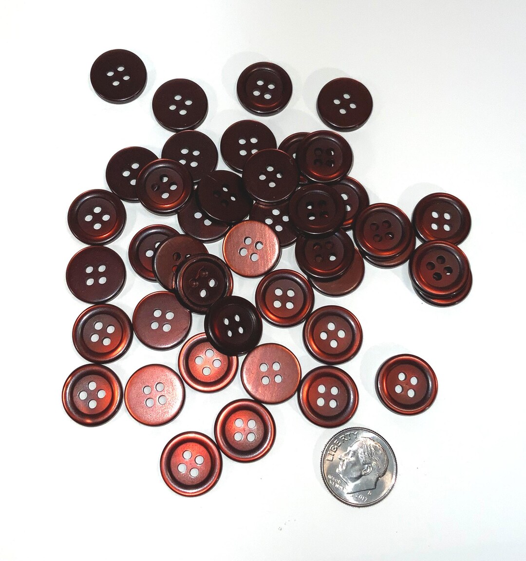 25 Burnt Red Sewing Buttons, Iridescent Red Buttons, Discount Button ...