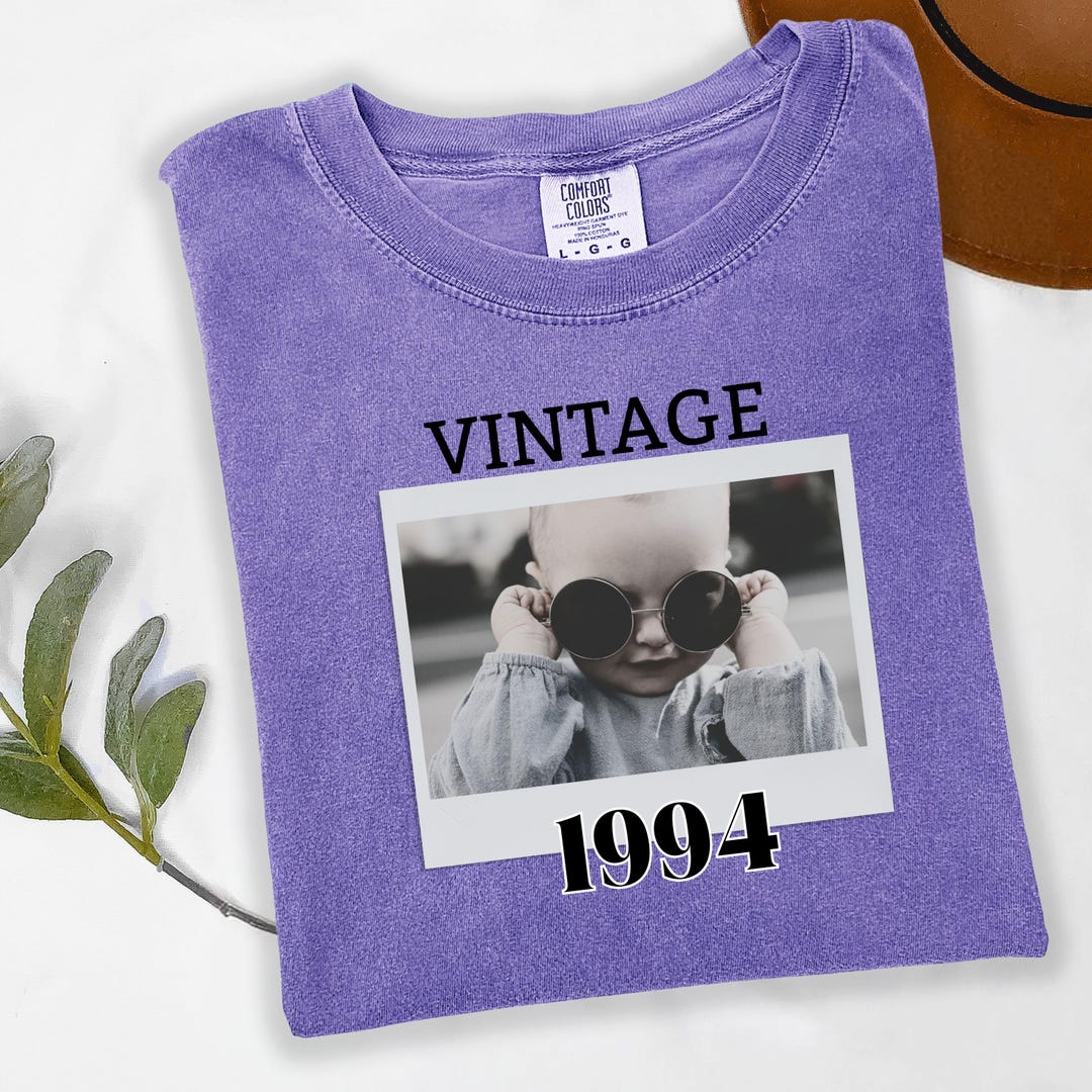 Custom Year Throwback Tee: Retro Baby Photo 90s Birthday Gift - Etsy