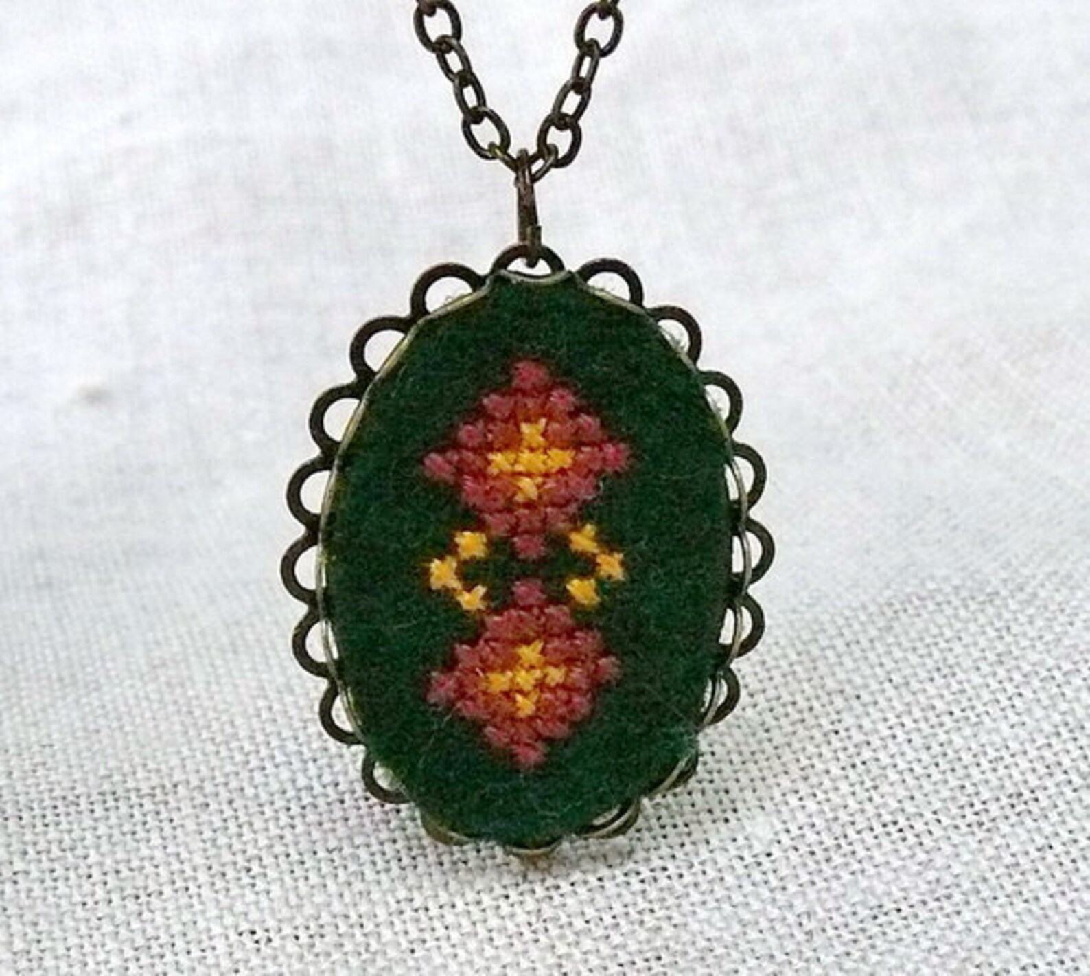 Cross stitch necklace inspired by Ukrainian ethnic | Etsy