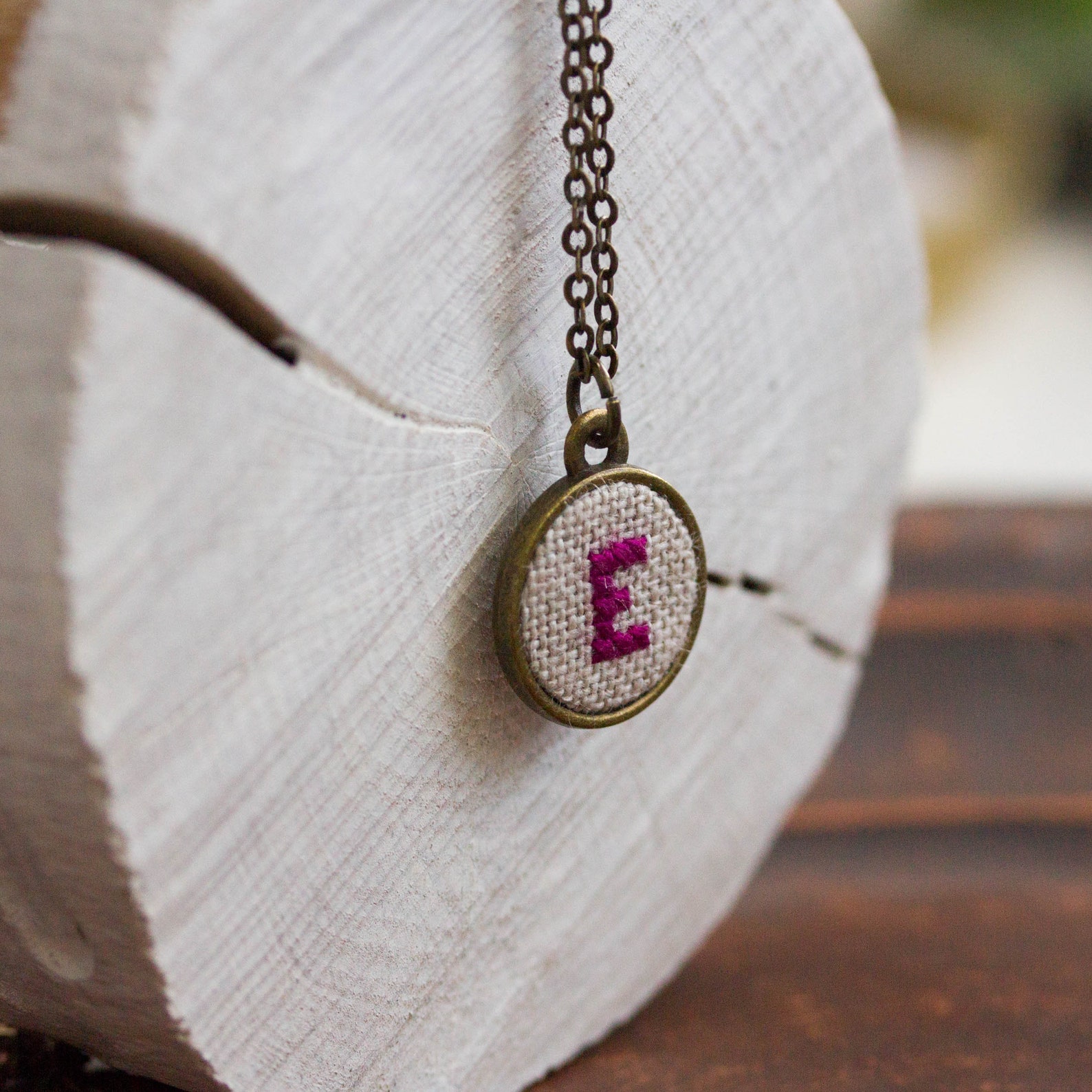 Cute Initial Necklace in Vintage Style, Personalized, Custom Color I003 ...