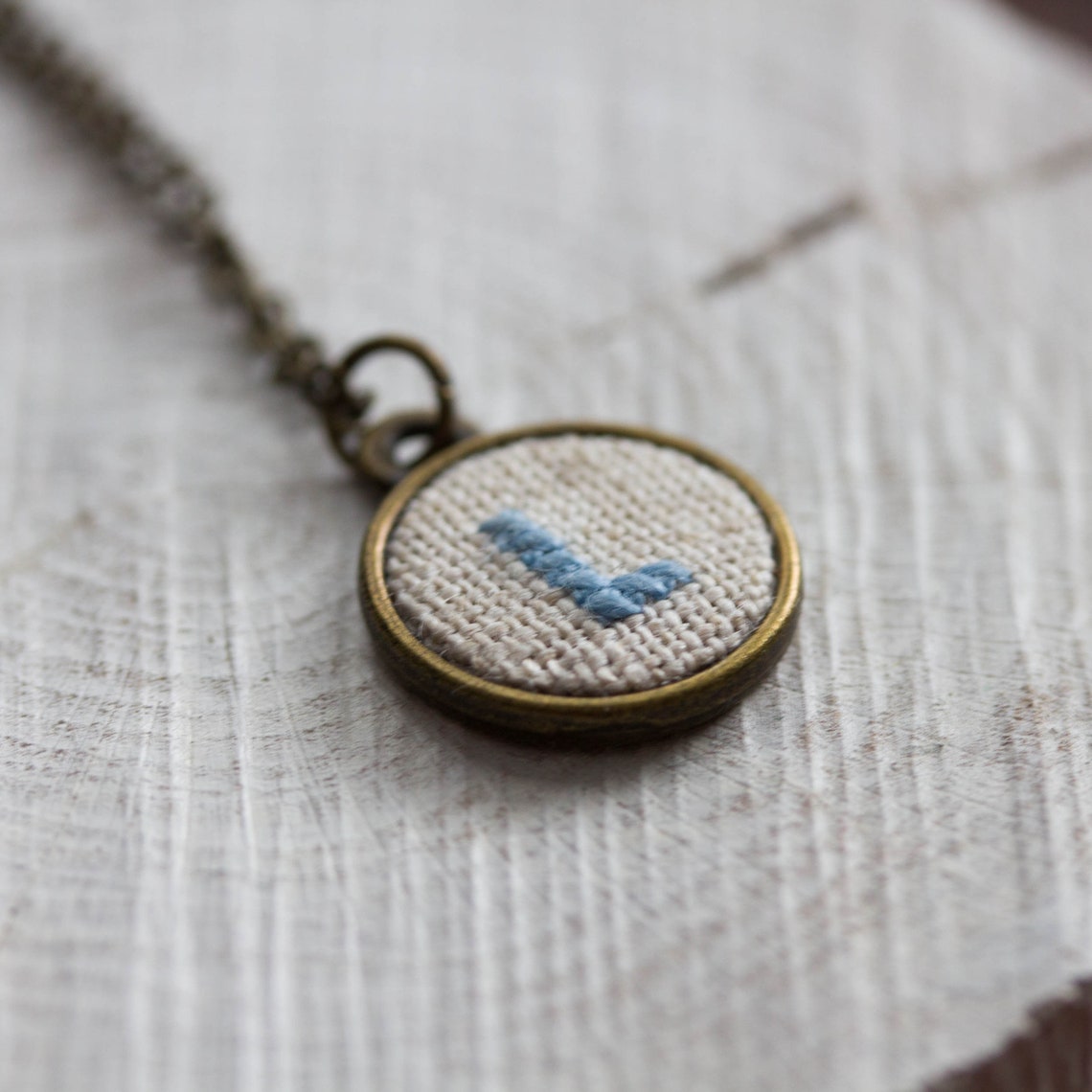 Cute Initial Necklace in Vintage Style, Personalized, Custom Color I003 ...