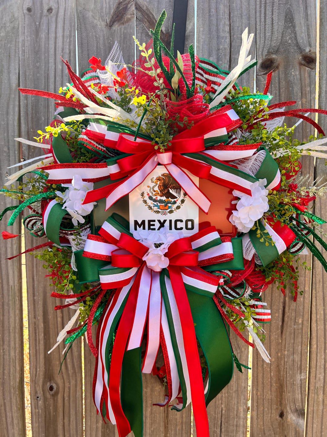 Mexican Flag Wreath: Cinco De Mayo Fiesta Door Decor - Etsy