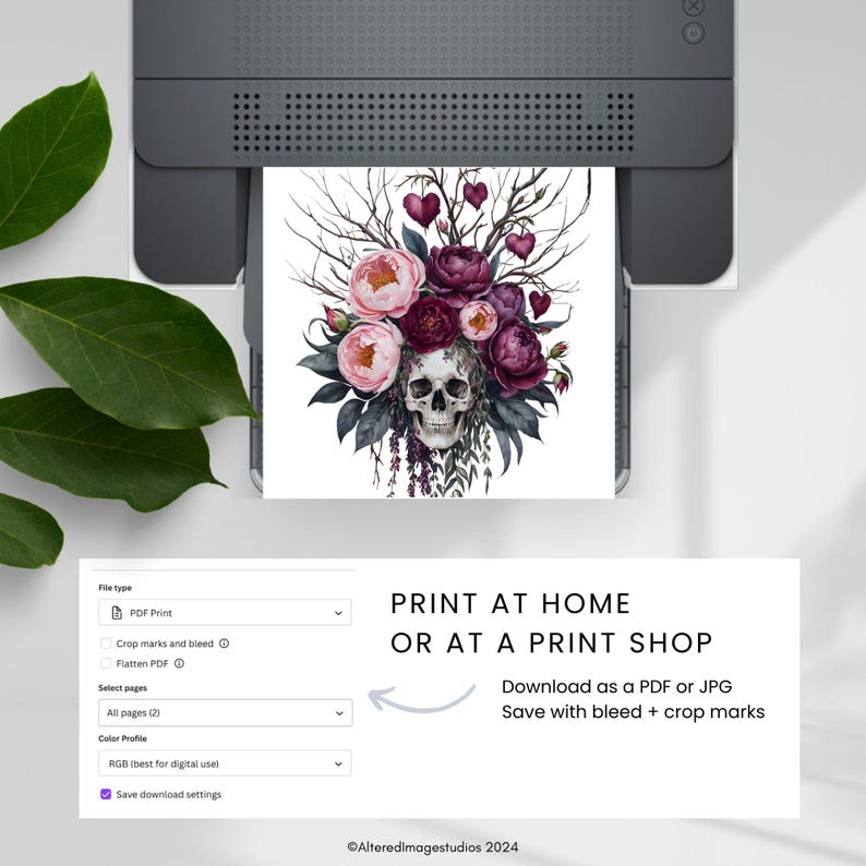 Single Watercolour Floral Gothic Skulls, PNG Clipart, Gothic Hearts and ...