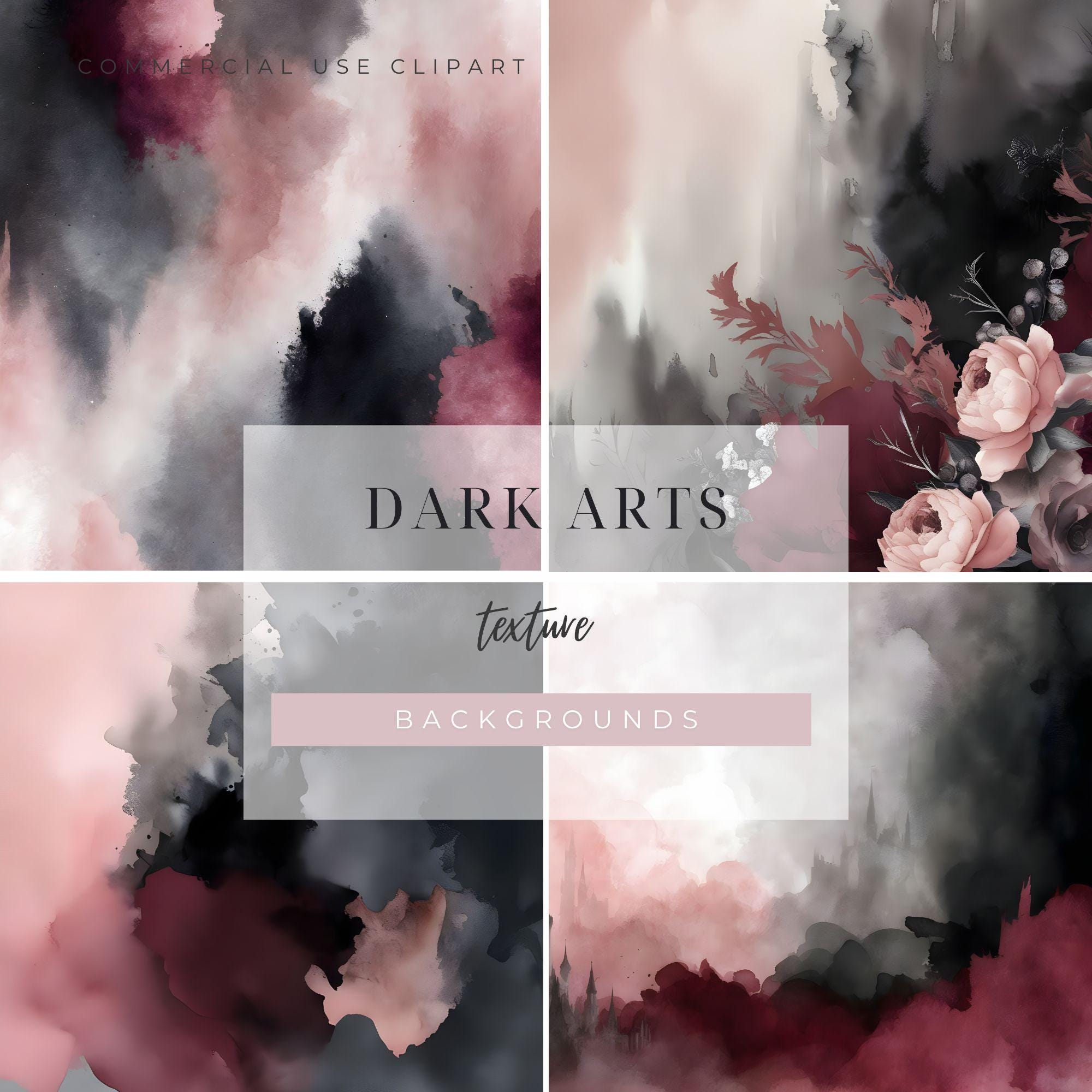 Gothic Peony, Watercolour PNG, Horse Clipart, Dark Art Clipart, Gothic ...