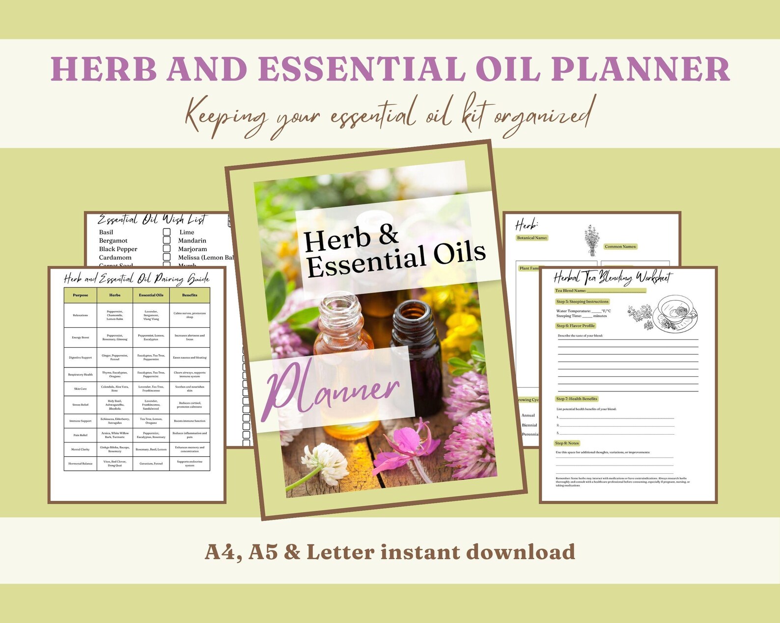 Essential & Herb Oil Planner, Essential Oil Journal, Essential Oil ...