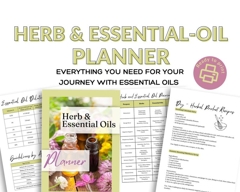 Essential & Herb Oil Planner, Essential Oil Journal, Essential Oil ...