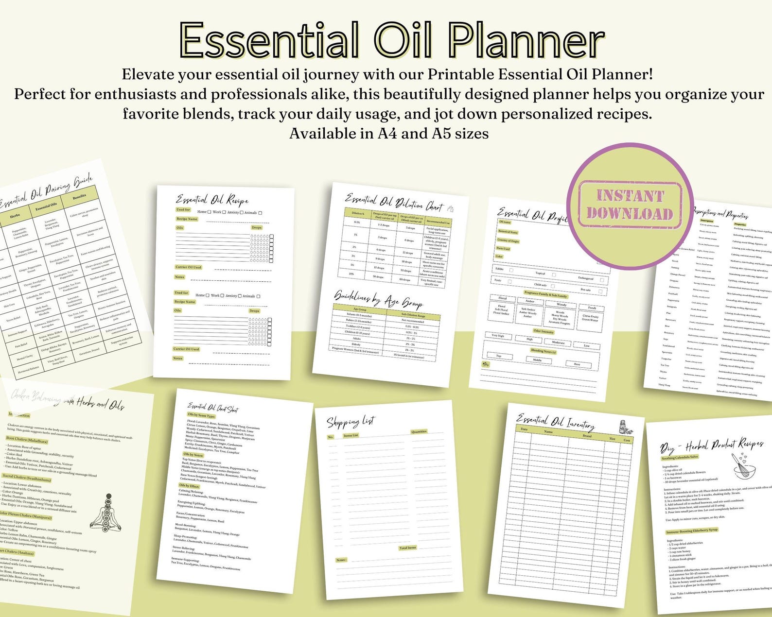 Essential & Herb Oil Planner, Essential Oil Journal, Essential Oil ...