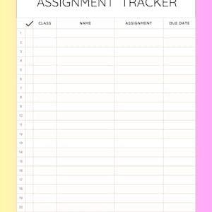 Printable Simple Assignment Tracker for Students | Homework & Classwork ...