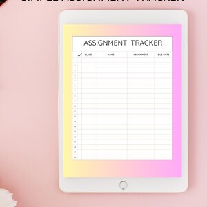 Printable Simple Assignment Tracker for Students | Homework & Classwork Planner | Academic ...