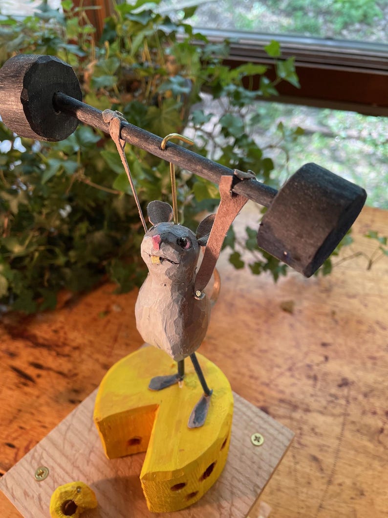 Mouse Automata, Mouse Figurine, Hand Carved, Comic Figurine, Gift, Folk ...