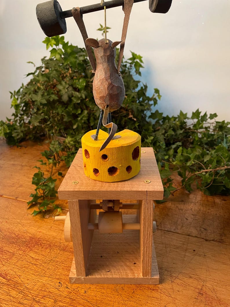 Mouse Automata, Mouse Figurine, Hand Carved, Comic Figurine, Gift, Folk ...