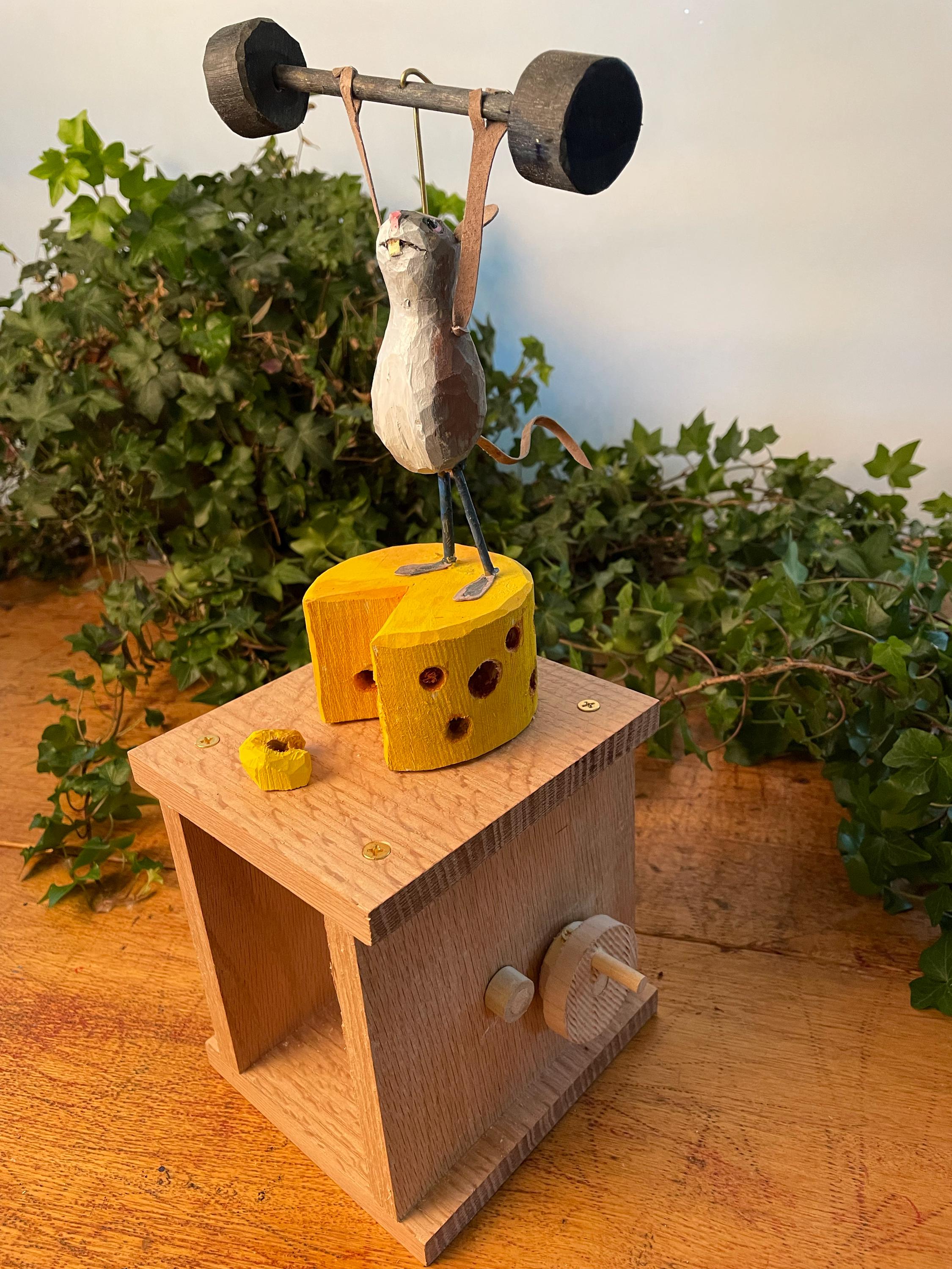Mouse Automata, Mouse Figurine, Hand Carved, Comic Figurine, Gift, Folk ...
