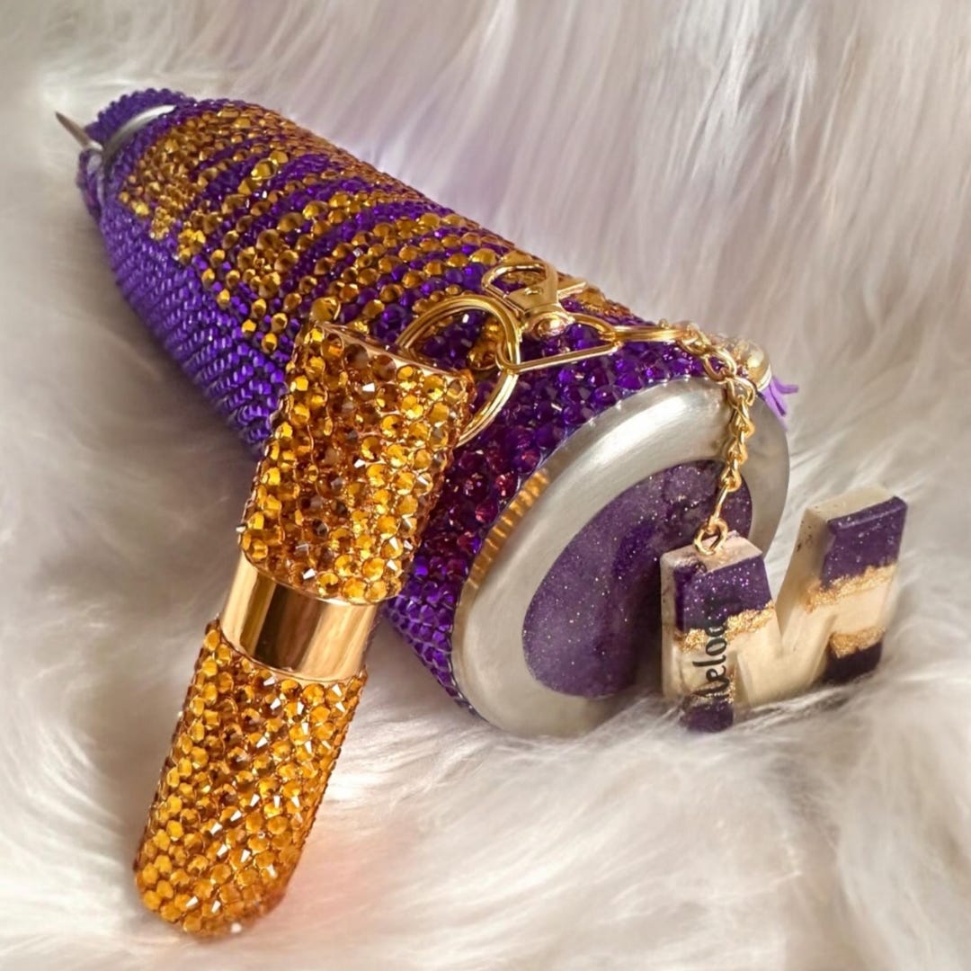 Personalized Rhinestone Tumbler Gift Set, Fragrance Atomizer, Initial ...