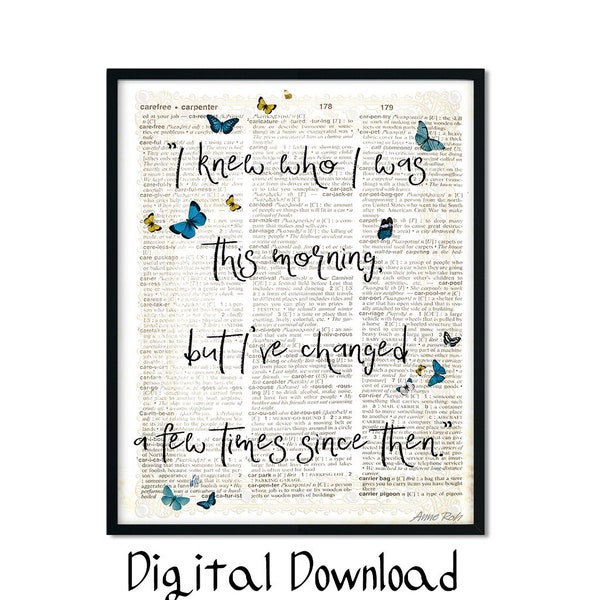 I Knew Who I Was This Morning Alice in Wonderland Poster - Etsy