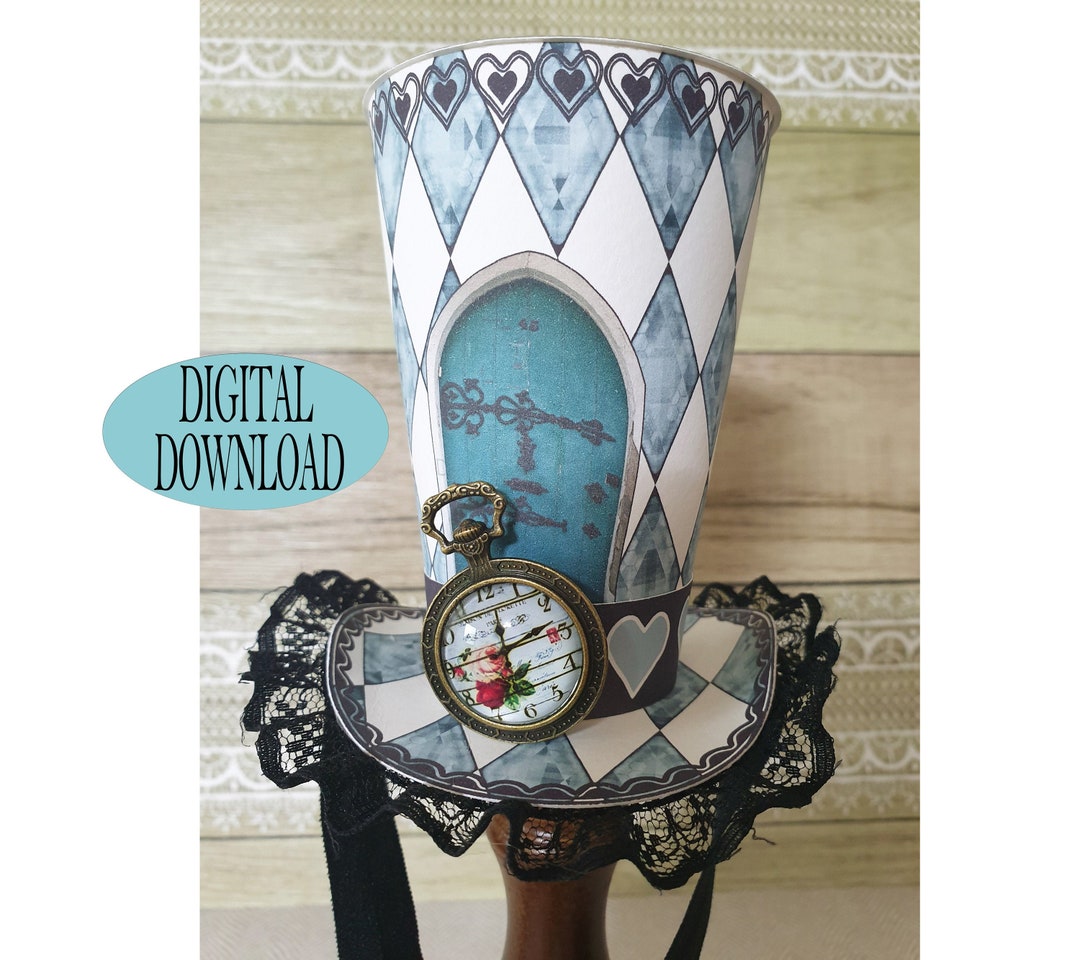Alice in Wonderland Decoration, 3.5" Mad Hatter Mini Top Hat Template ...