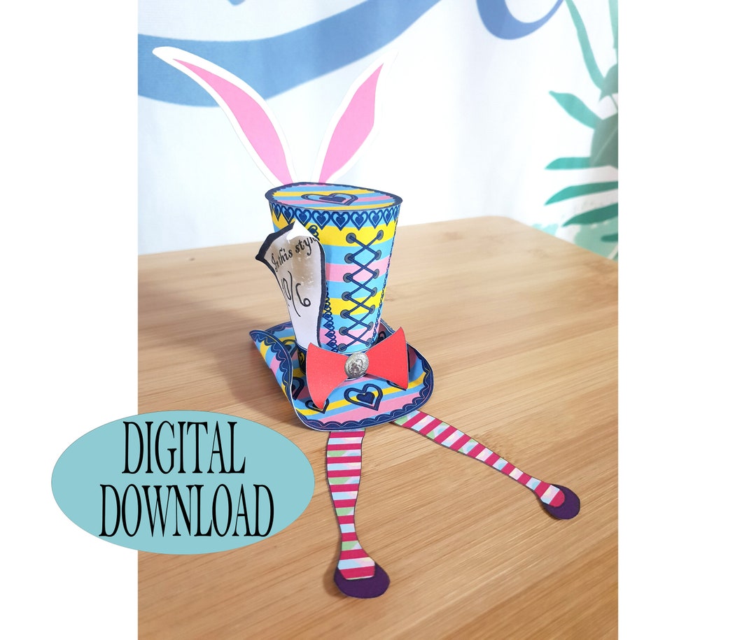 Alice in Wonderland Decoration, 3" Tall Hat Body Template, Mad Hatter ...