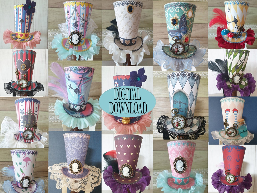 Alice in Wonderland Decoration, Set of 20, 3.5" Mad Hatter Mini Top ...