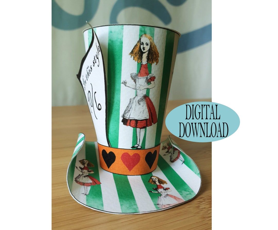 Alice in Wonderland Decoration, 3" Mad Hatter Mini Top Hat Template ...