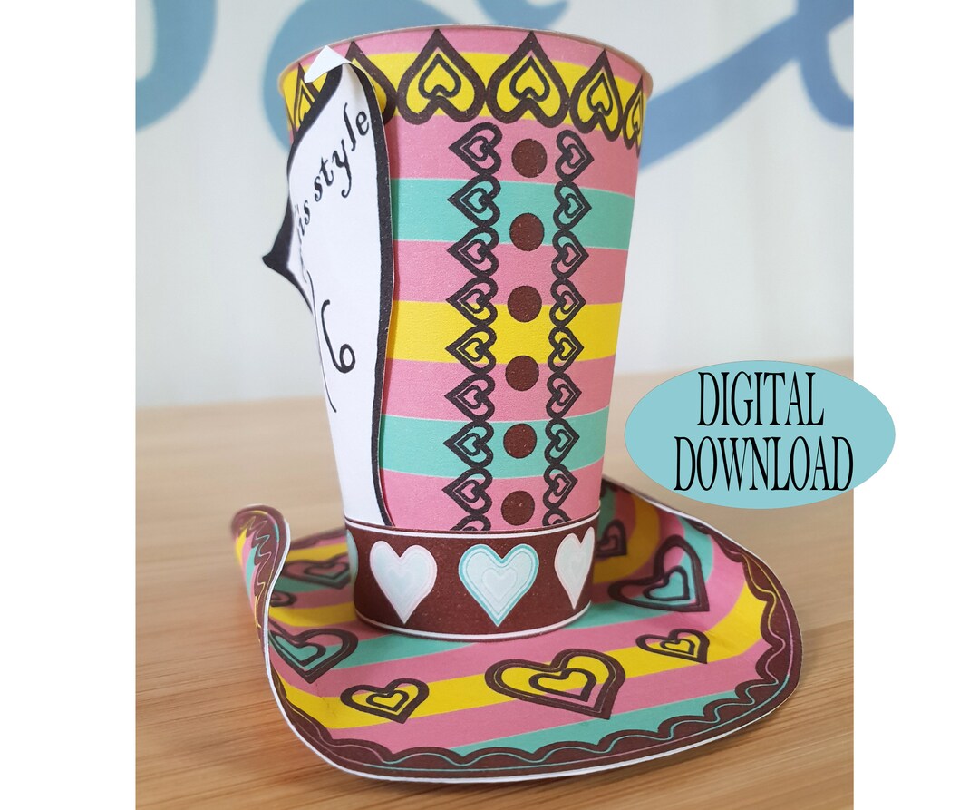 Alice in Wonderland Decoration, 3" Mad Hatter Mini Top Hat Template ...