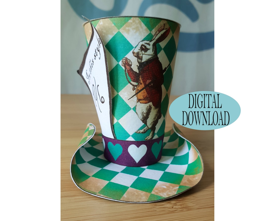 Alice in Wonderland Decoration, 3" Mad Hatter Mini Top Hat Template ...