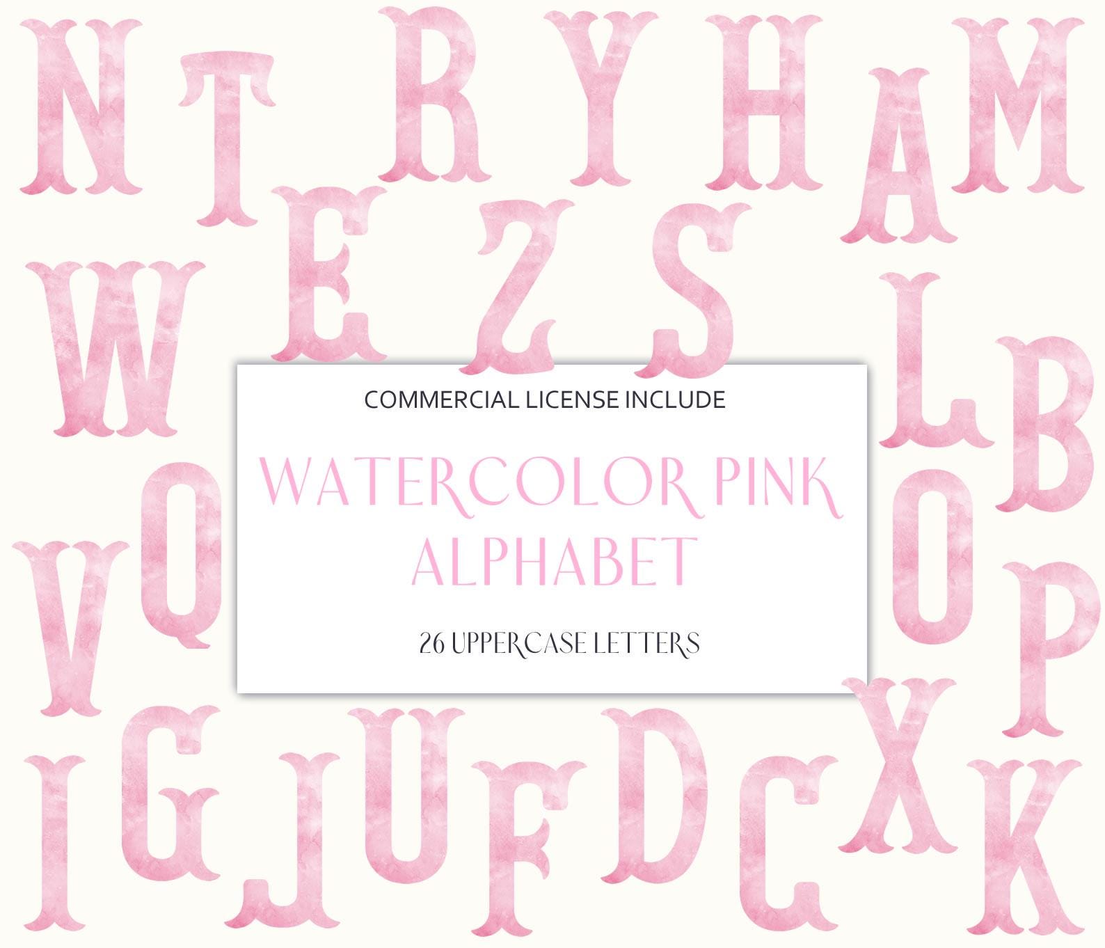 Pink Watercolor Alphabet Letters and Numbers (PNG) - Etsy