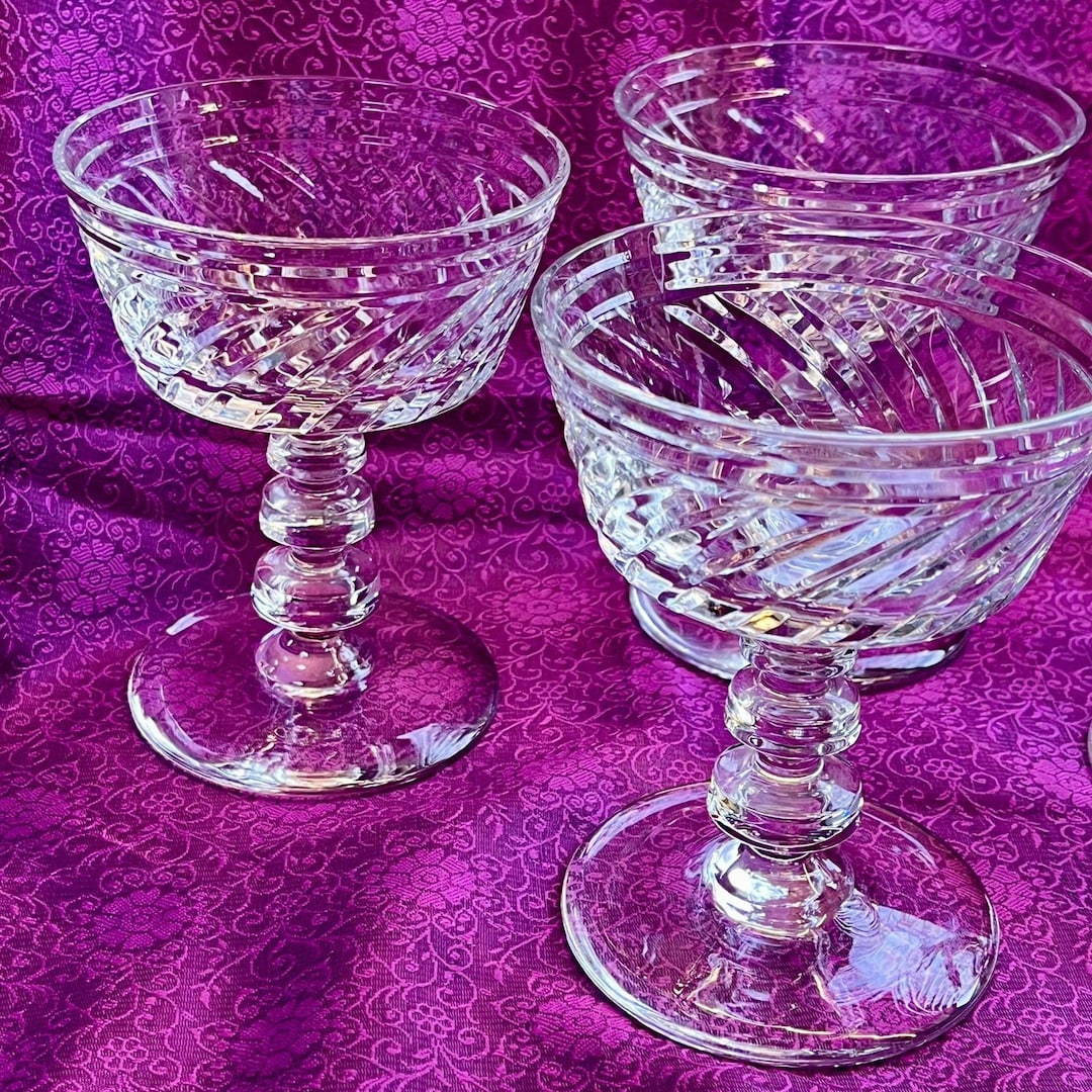 4 Art Deco 1930s Libby Rock Sharpe Fine Crystal Champagne Sherbert ...