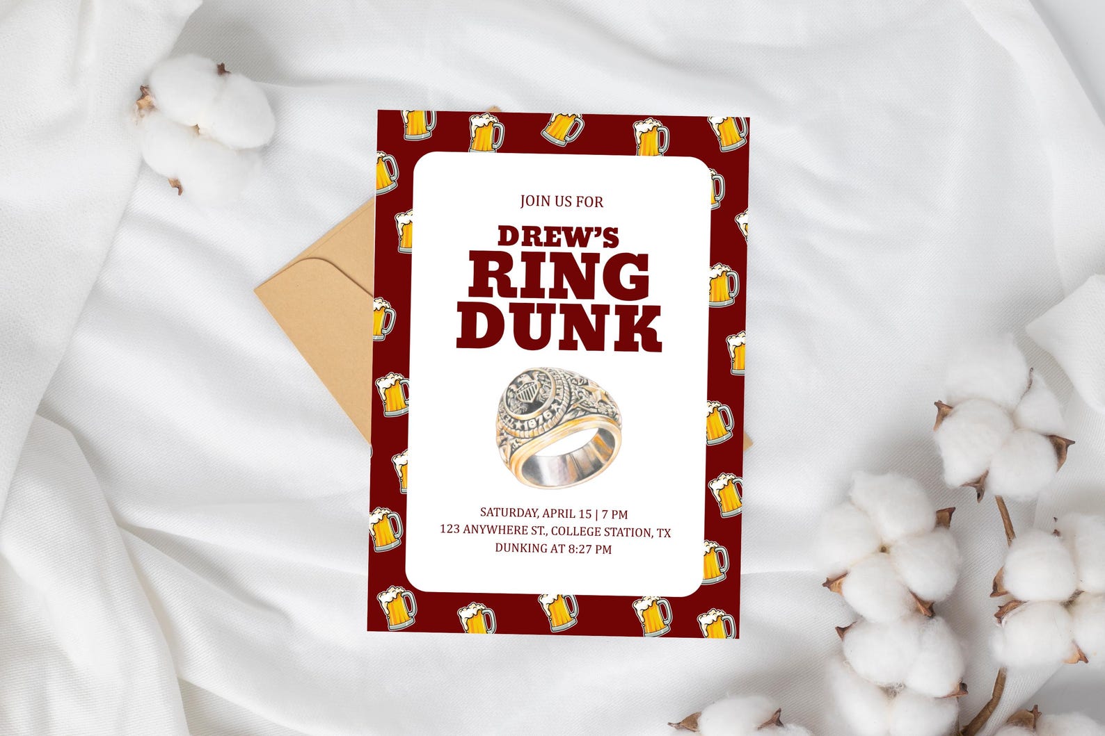 Texas A&M Ring Dunk Invitation Digital Download | Maroon Editable Aggie ...