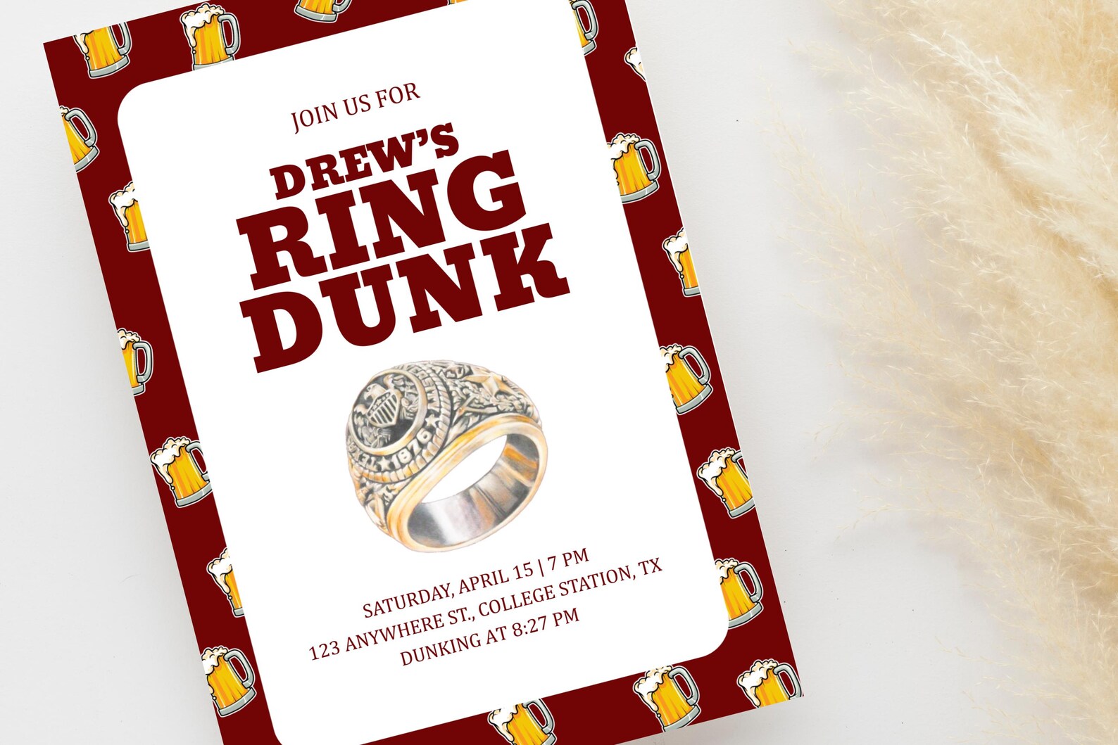 Texas A&M Ring Dunk Invitation Digital Download | Maroon Editable Aggie ...