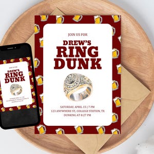 Texas A&M Ring Dunk Invitation Digital Download | Maroon Editable Aggie ...
