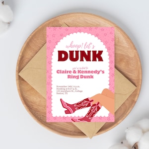 Texas A&M Ring Dunk Invitation | Pink Cowgirl Boots Theme | Editable ...