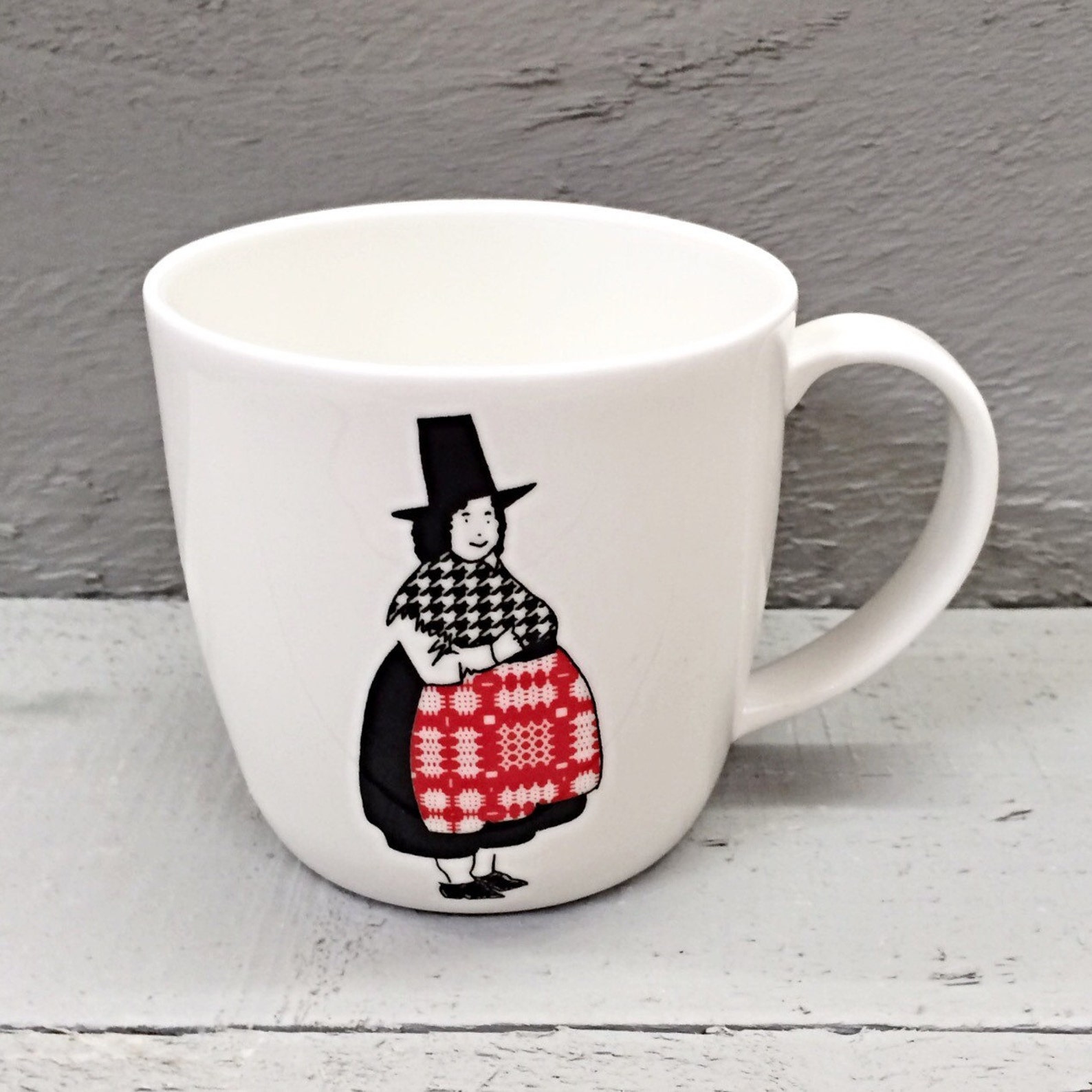 Welsh Lady Bone China Mugs Welsh Blanket Design - Etsy